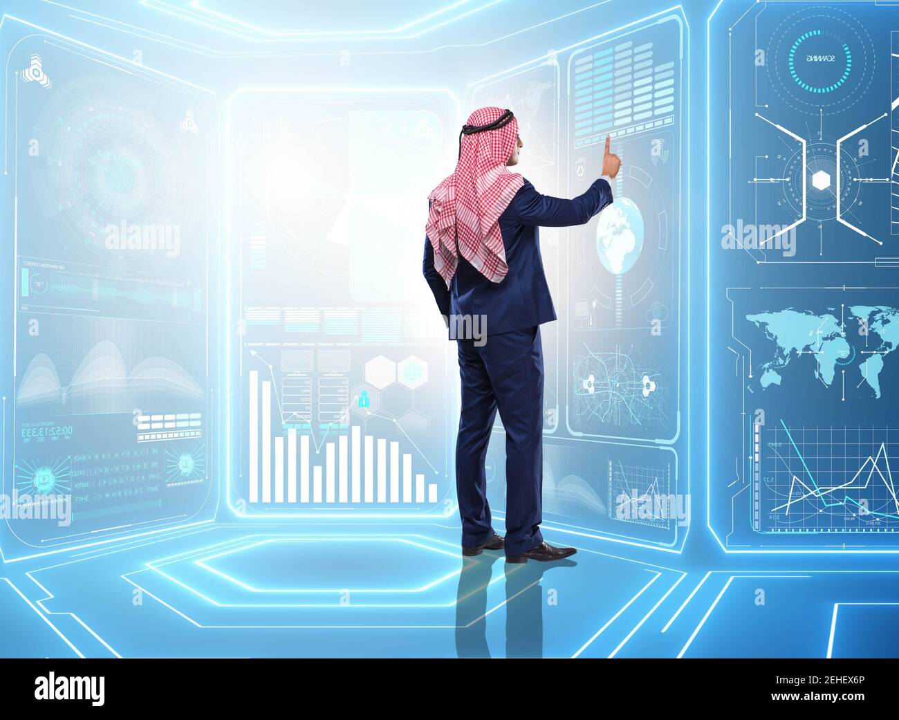 The arab man in data management concept Stock Photo - Alamy