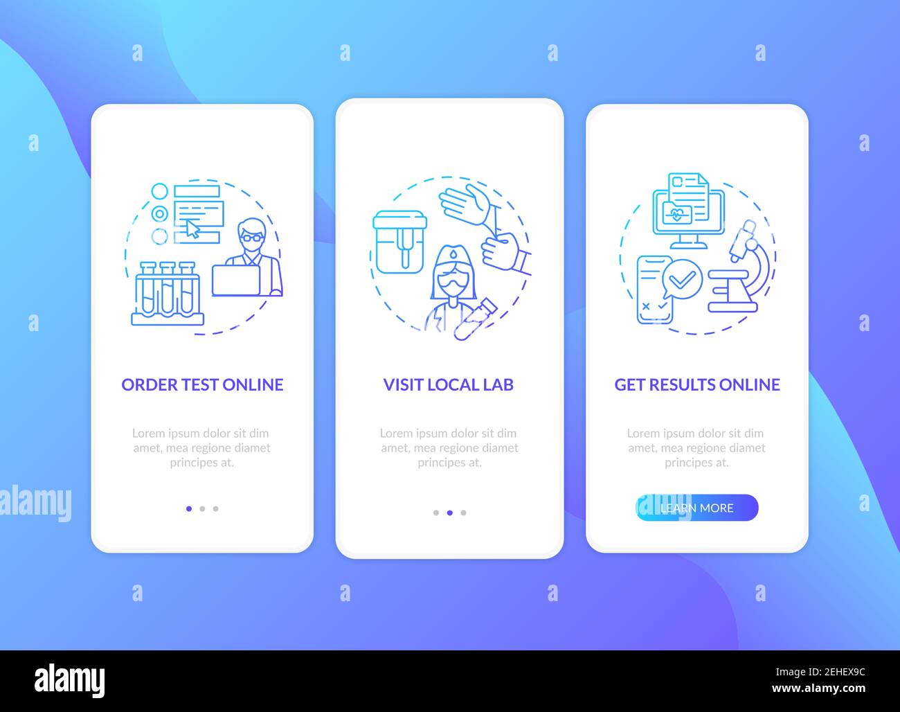 Lab testing ordering onboarding mobile app page screen with concepts ...