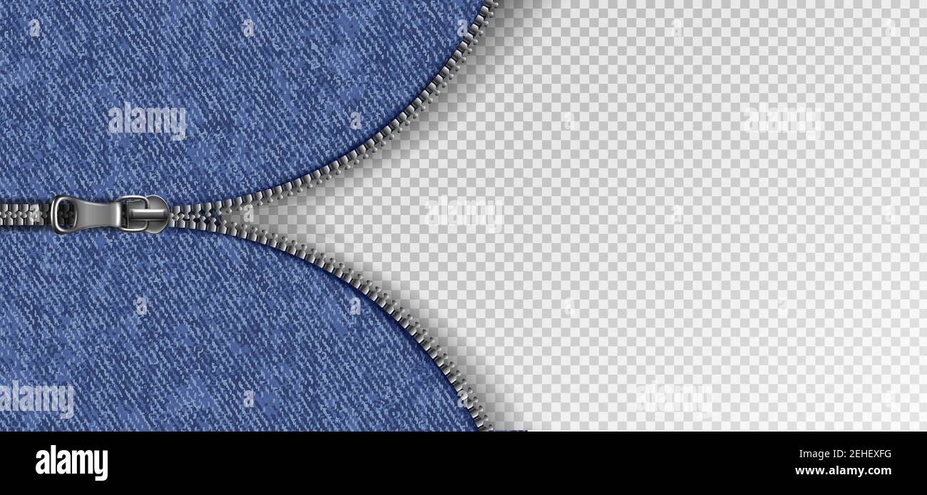 3d realistic vector background with slider zip with jeans texture Stock ...
