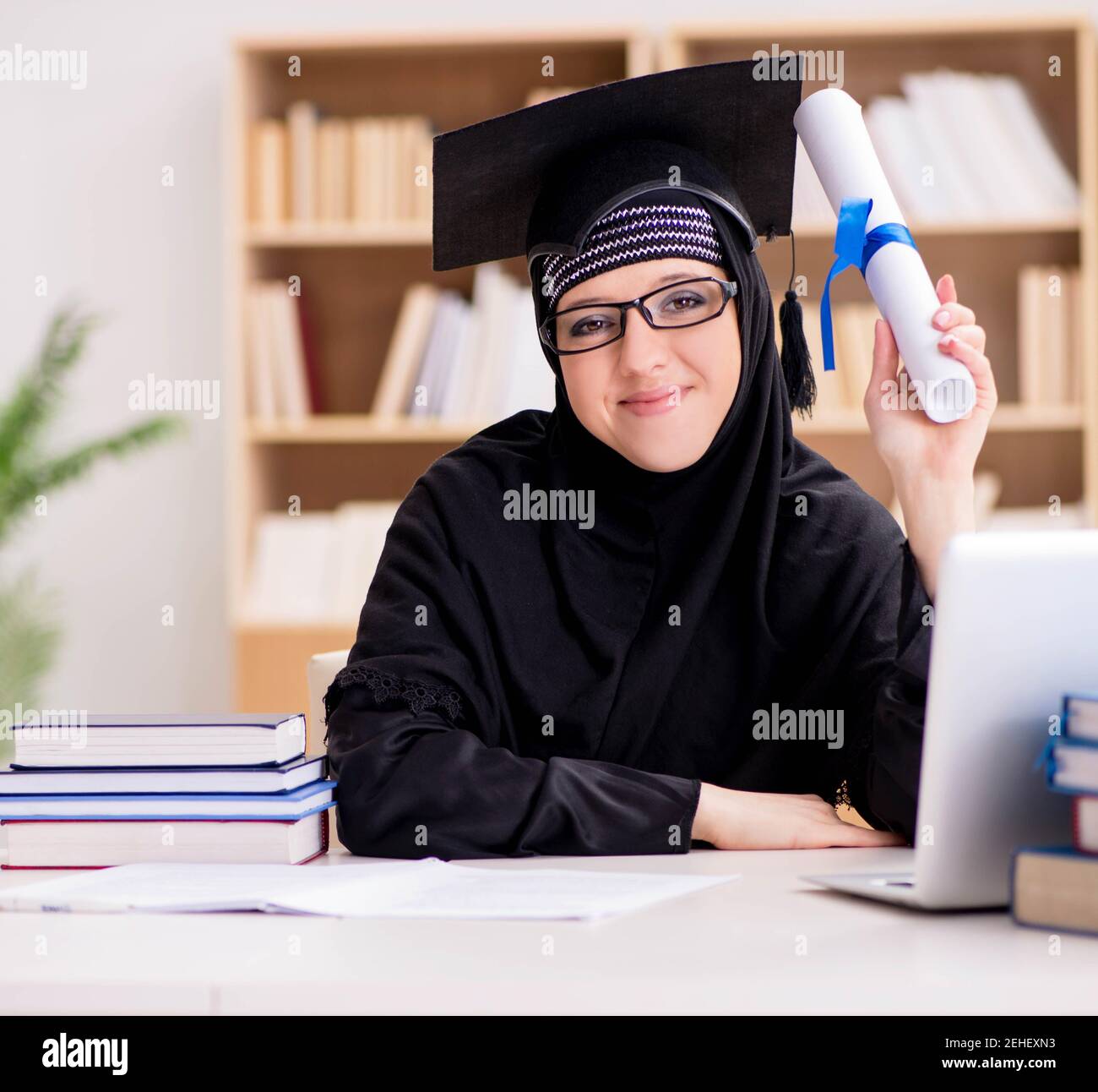 The muslim girl in hijab studying preparing for exams Stock Photo - Alamy