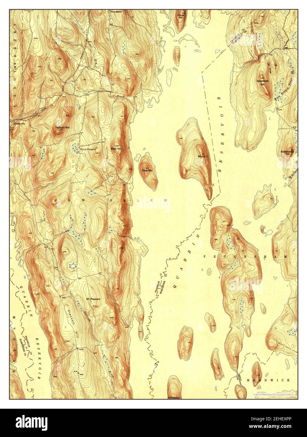 Quabbin Reservoir, Massachusetts, map 1944, 1:31680, United States of ...