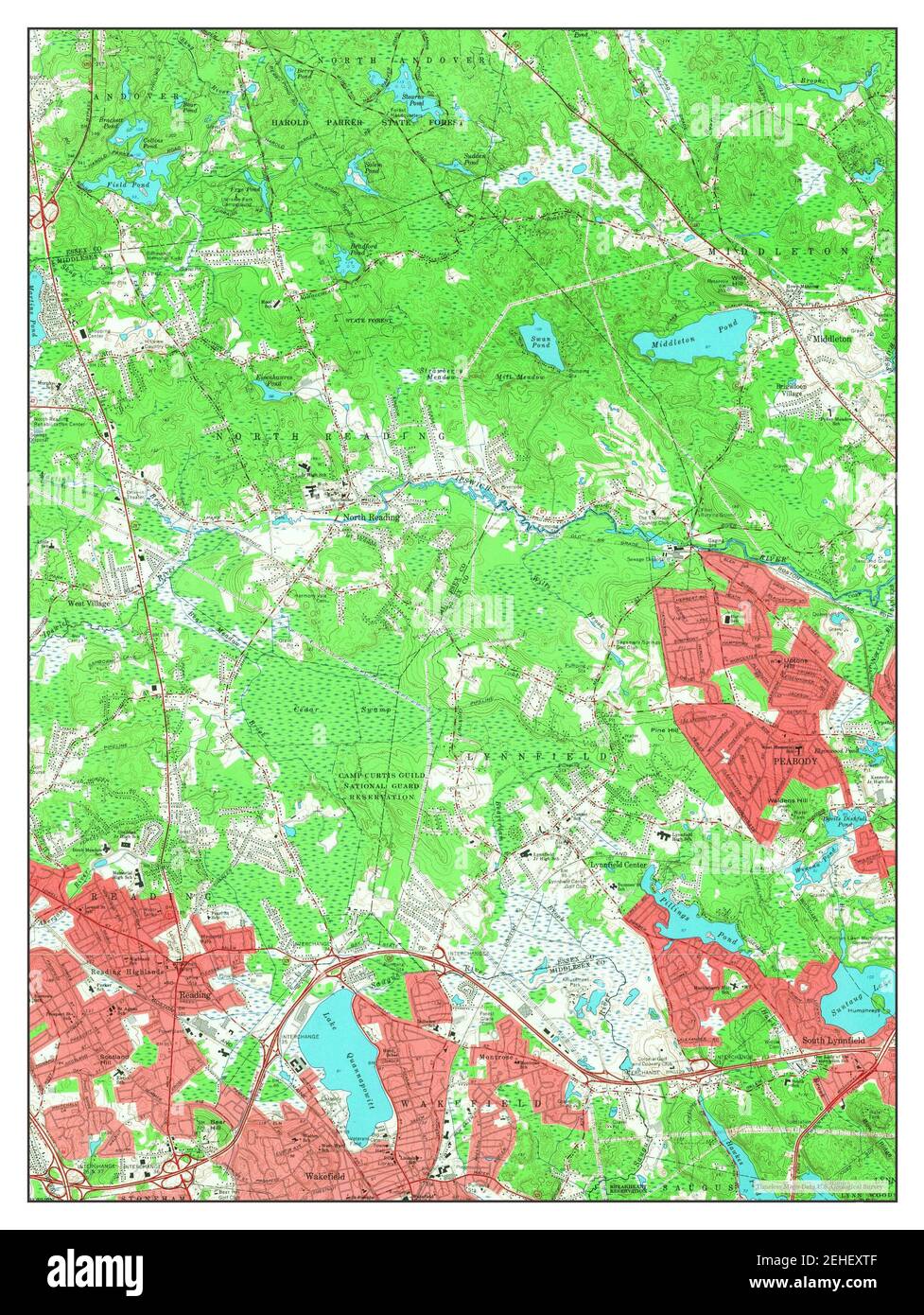 Reading, Massachusetts, map 1966, 1:24000, United States of America by ...