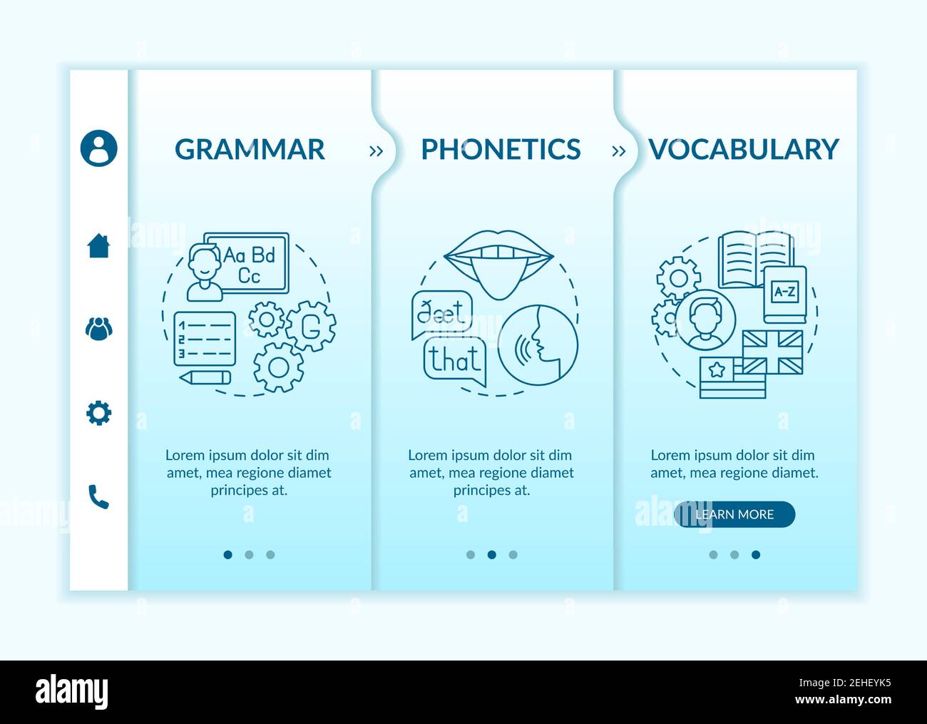 Foreign language learning categories onboarding vector template Stock Vector Image & Art - Alamy