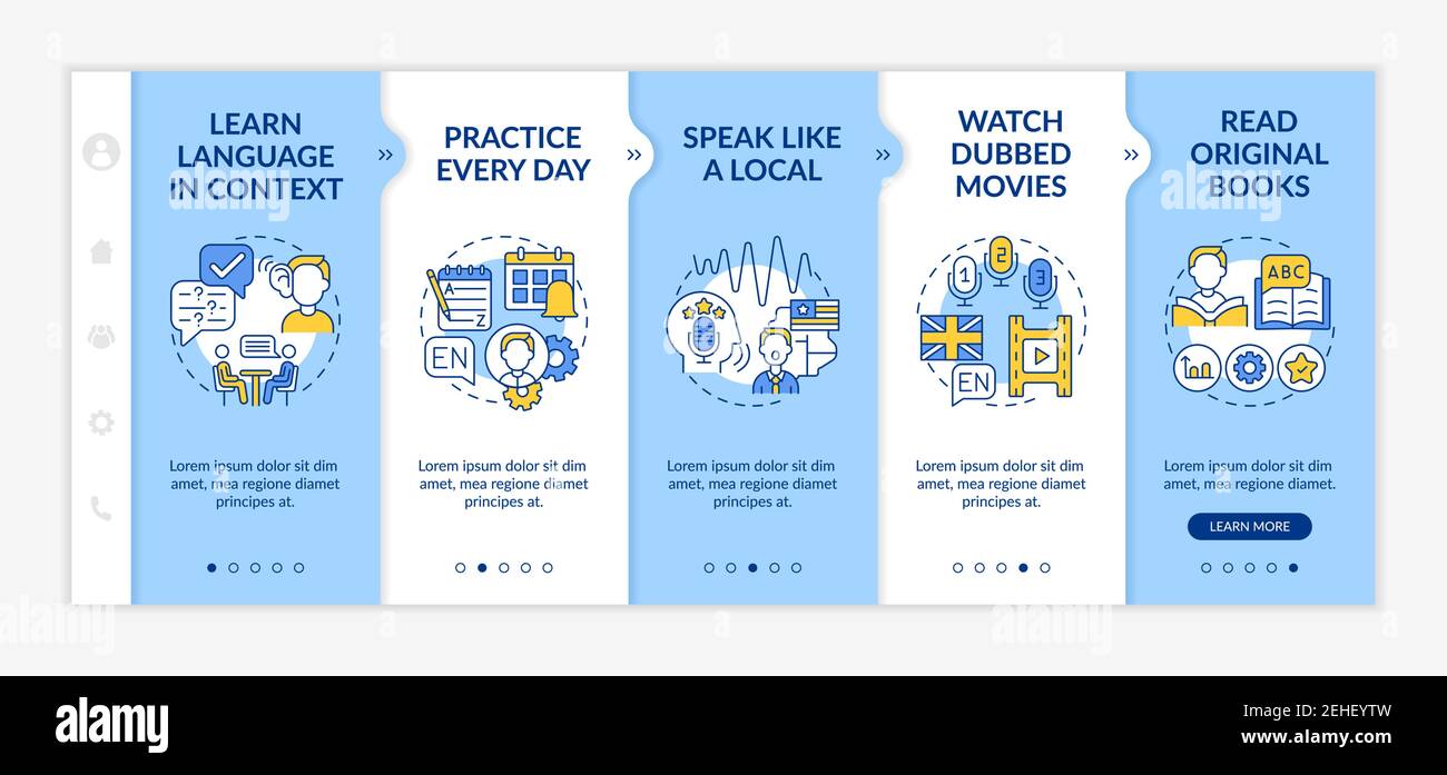 Foreign learning language tips onboarding vector template Stock Vector Image & Art - Alamy