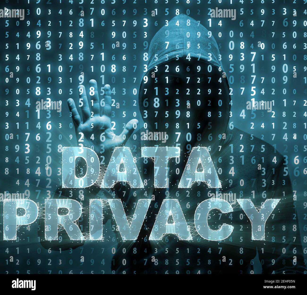 The data privacy concept with hacker stealing personal information ...