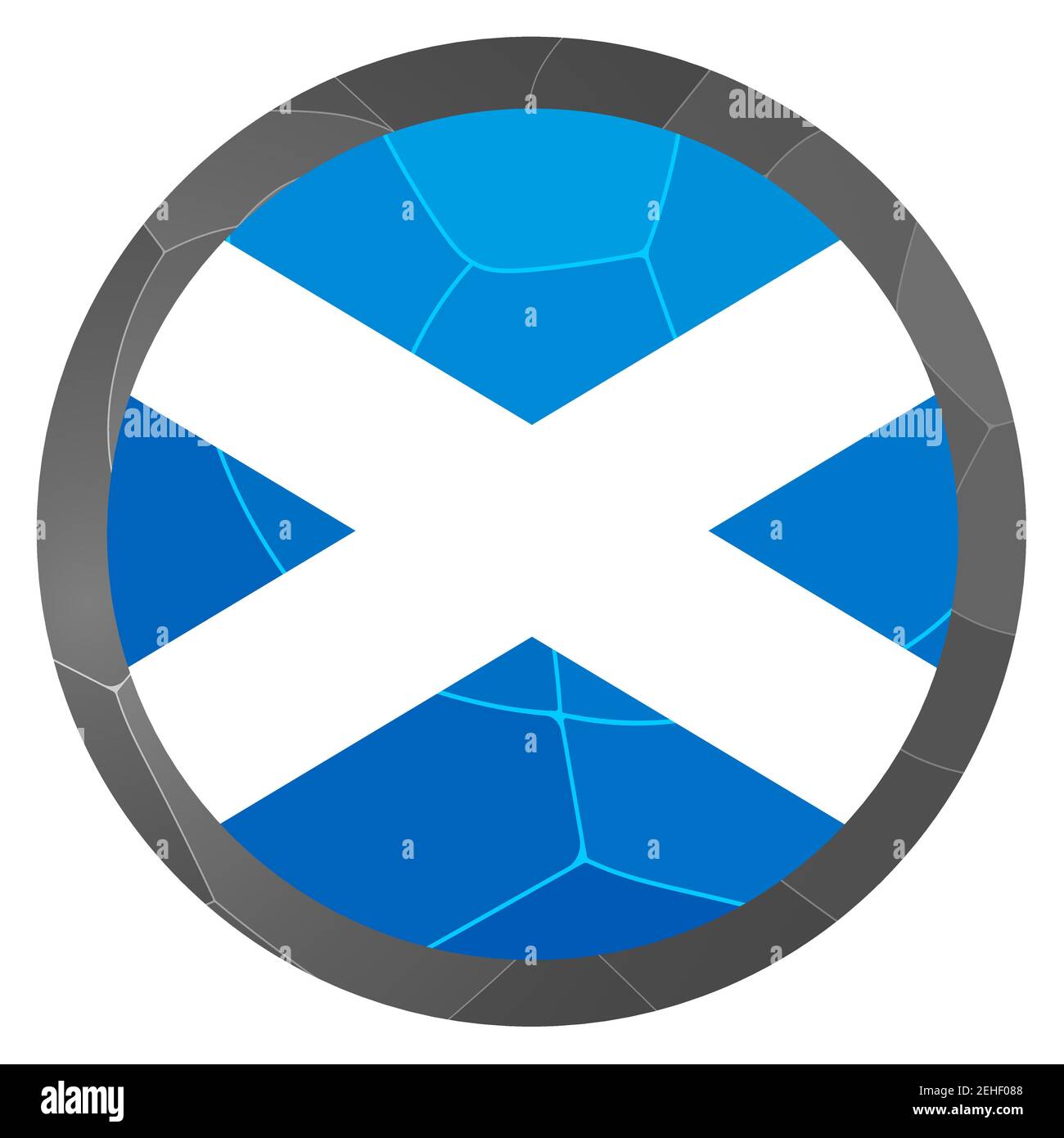 Glass light ball with flag of Scotland. Round sphere, template icon ...