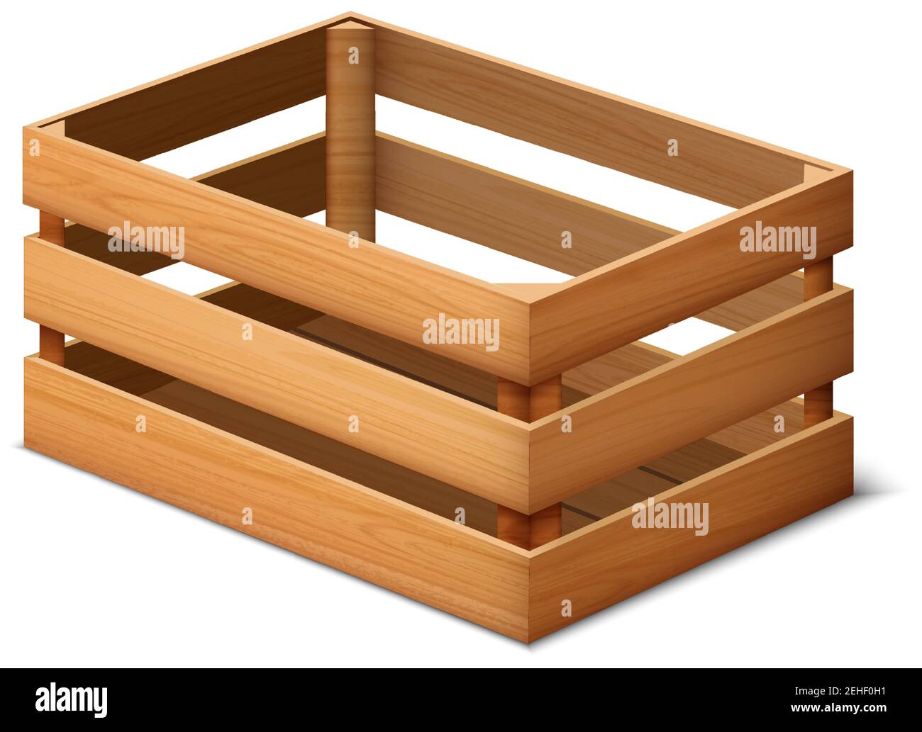 3d realistic vector cargo storage wooden box. Isolated on white ...