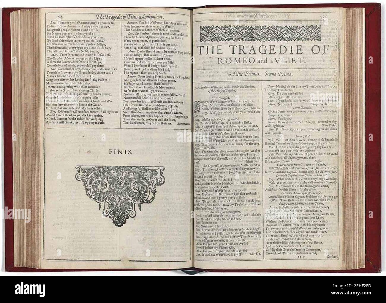 Pages 52-53 of the Shuckburgh copy of Shakespeare's First Folio Stock ...