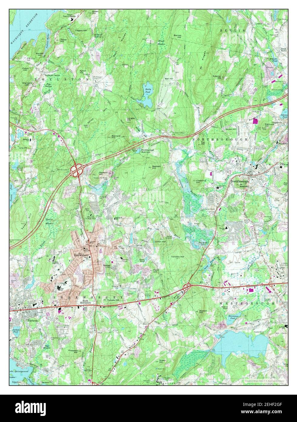 Shrewsbury, Massachusetts, map 1969, 1:25000, United States of America ...