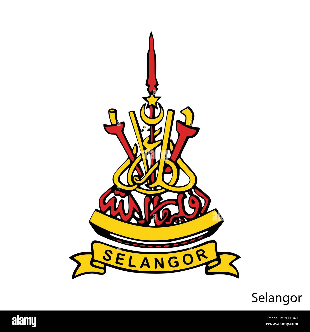 Coat of Arms of Selangor is a Malaysian region. Vector heraldic emblem ...