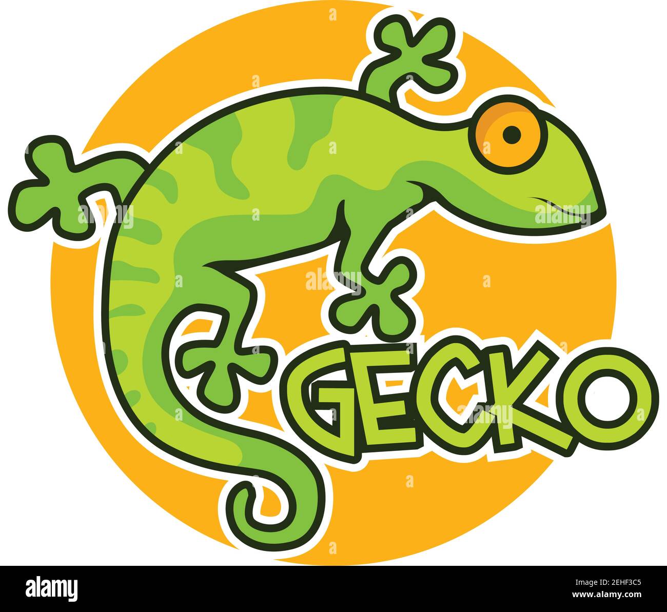 gecko lizard character isolated on white background. vector ...
