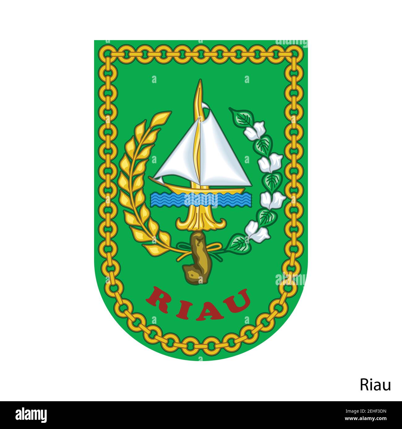 Coat of Arms of Riau is a Indonesian region. Vector heraldic emblem ...