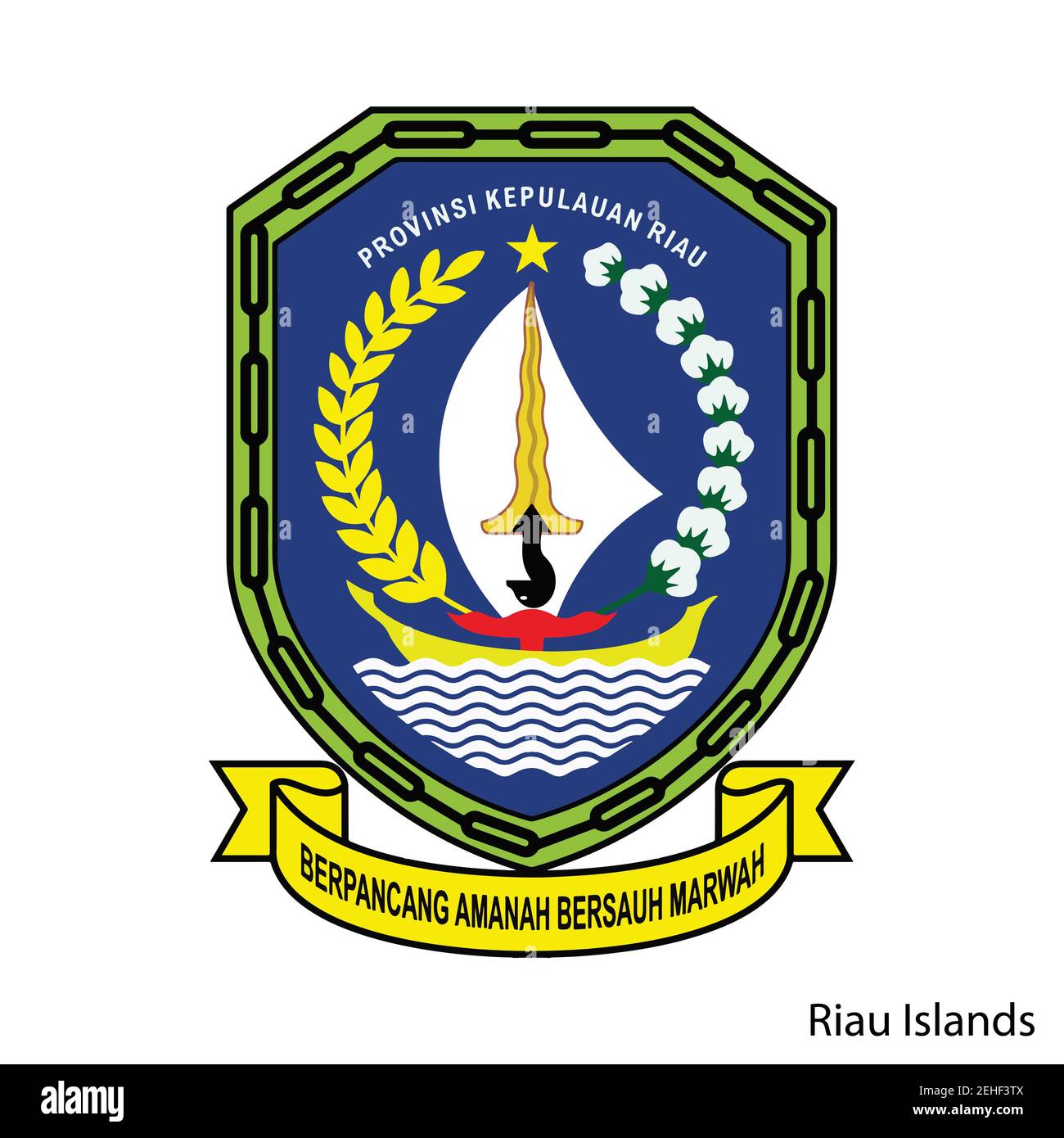 Coat of Arms of Riau Islands is a Indonesian region. Vector heraldic ...