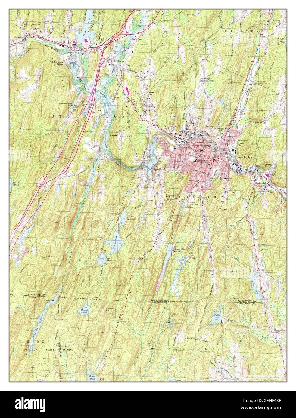 Southbridge, Massachusetts, map 1967, 1:24000, United States of America ...