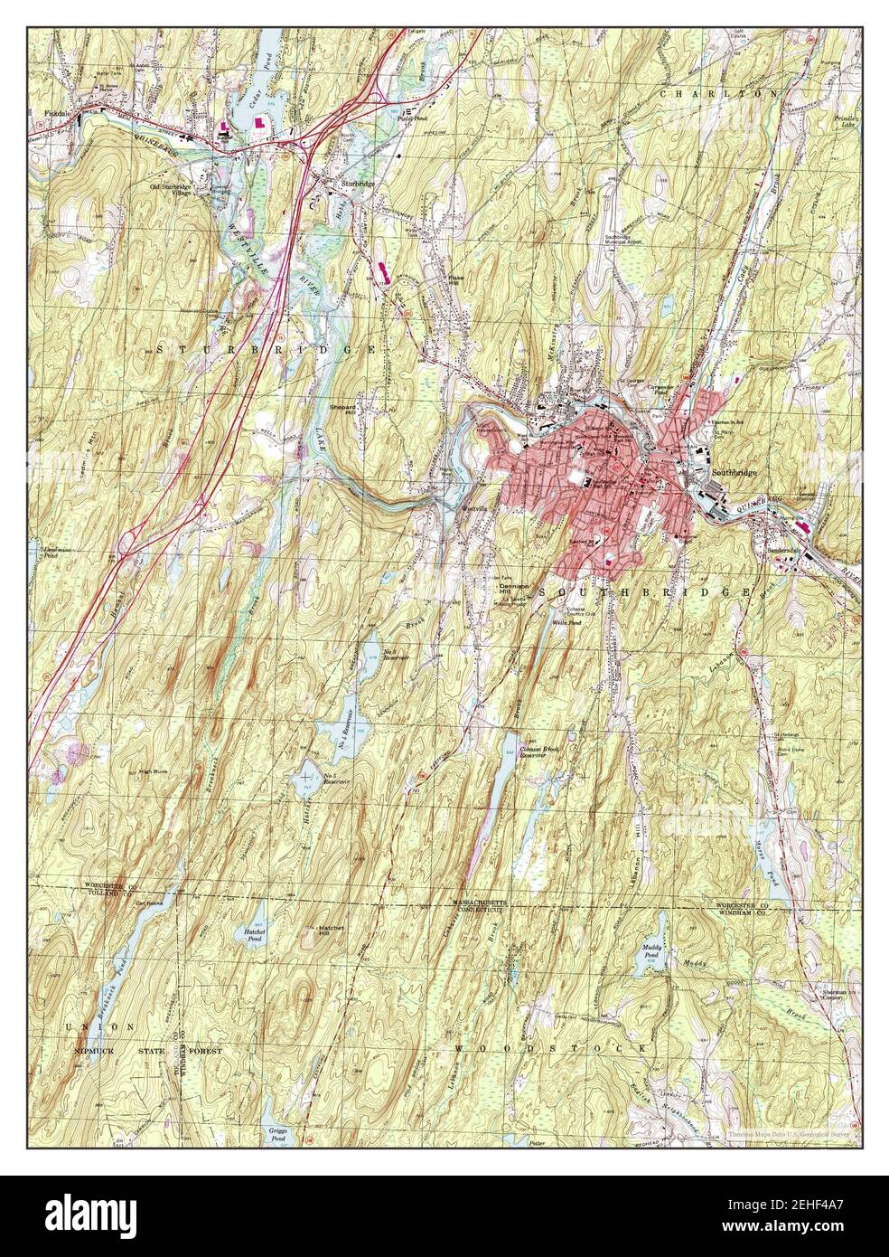 Southbridge, Massachusetts, map 1967, 1:24000, United States of America ...