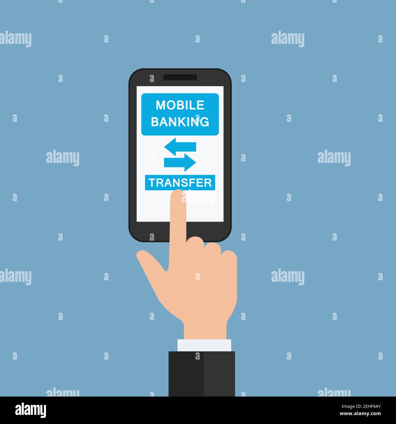 money transaction on mobile banking app, hand holding mobile for on ...