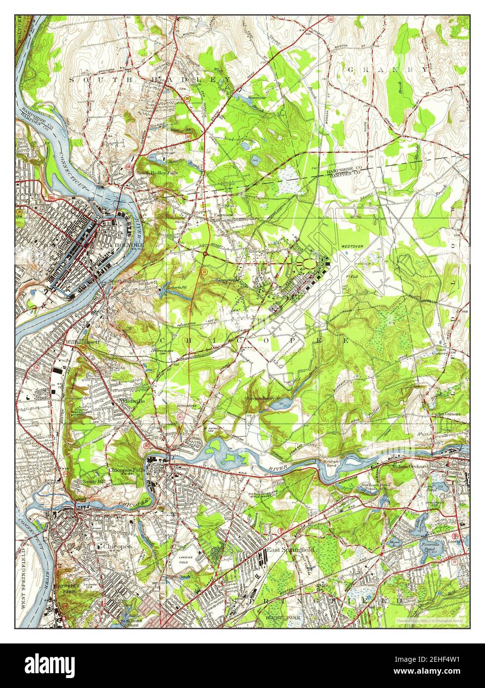 Springfield North, Massachusetts, map 1946, 1:24000, United States of ...