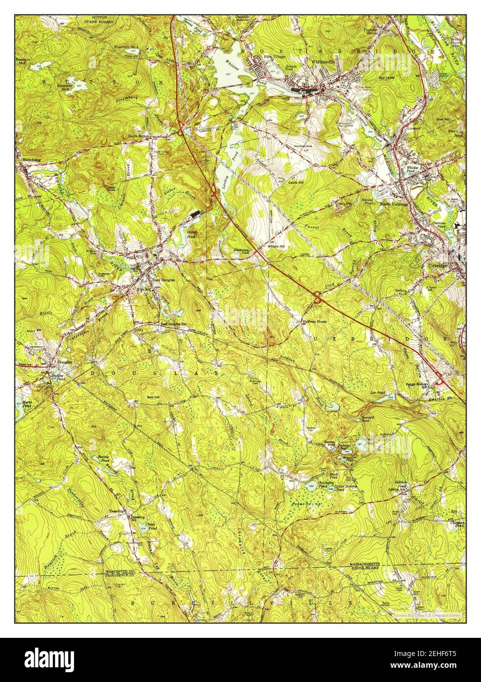 Uxbridge, Massachusetts, map 1953, 1:24000, United States of America by ...