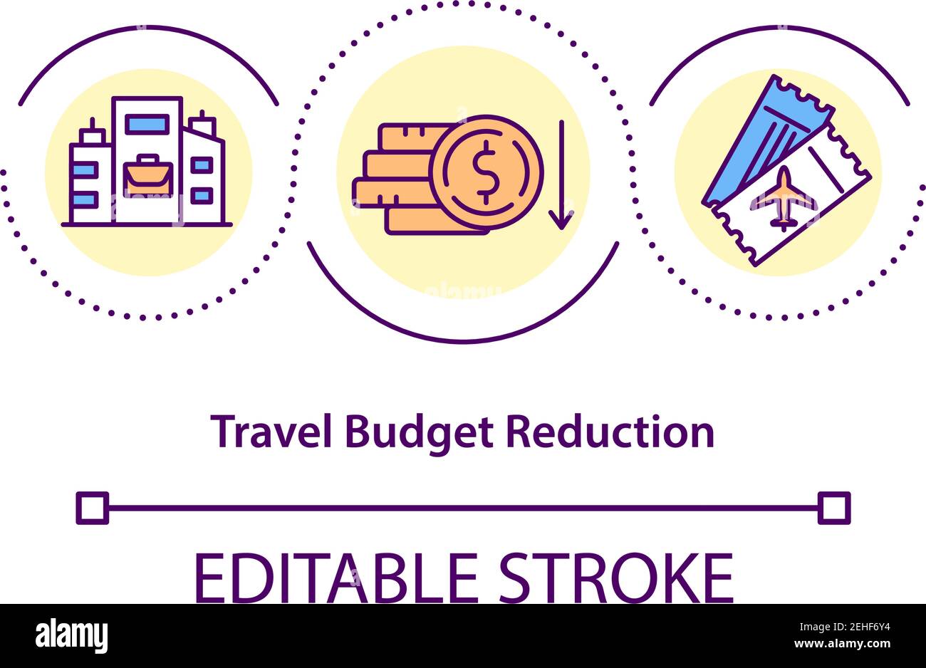 Travel budget reduction concept icon Stock Vector Image & Art - Alamy