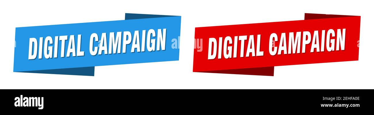 digital campaign ribbon label sign set. digital campaign banner Stock ...