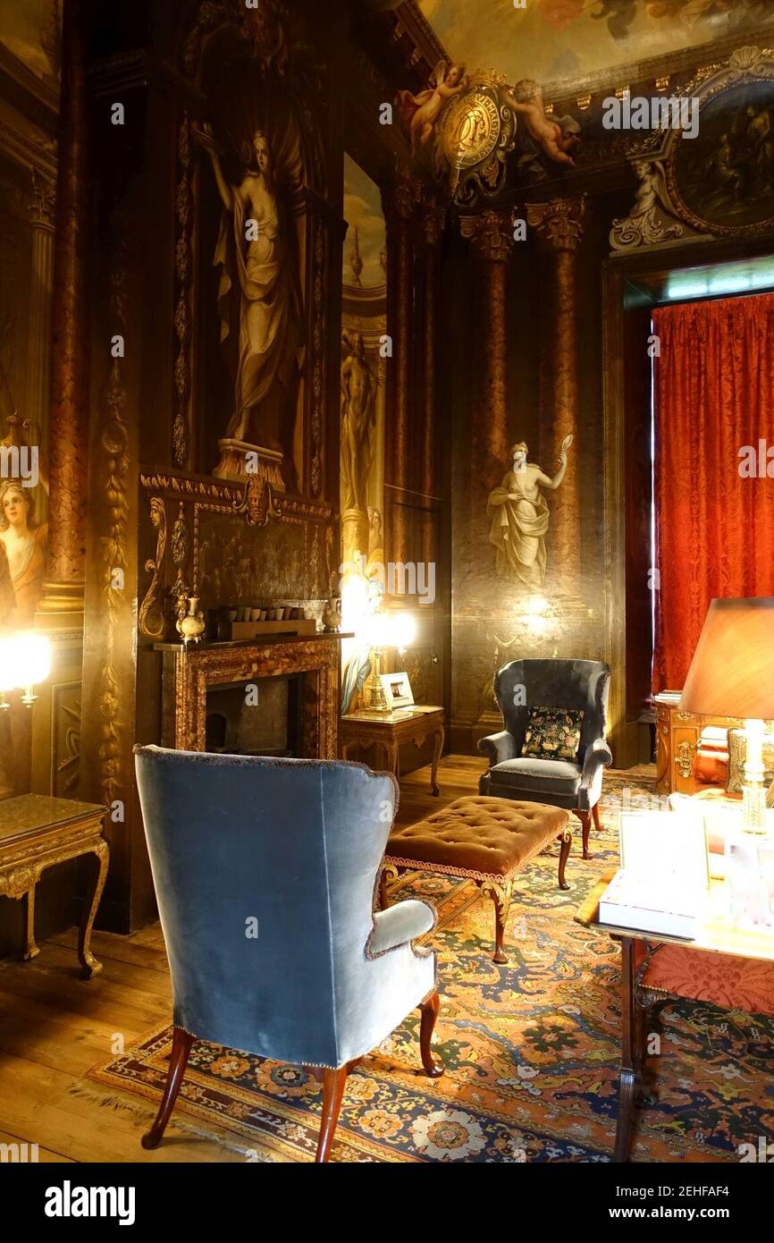 Painted Antechamber, with painted decorations by Jame Thornhill, 1690s ...