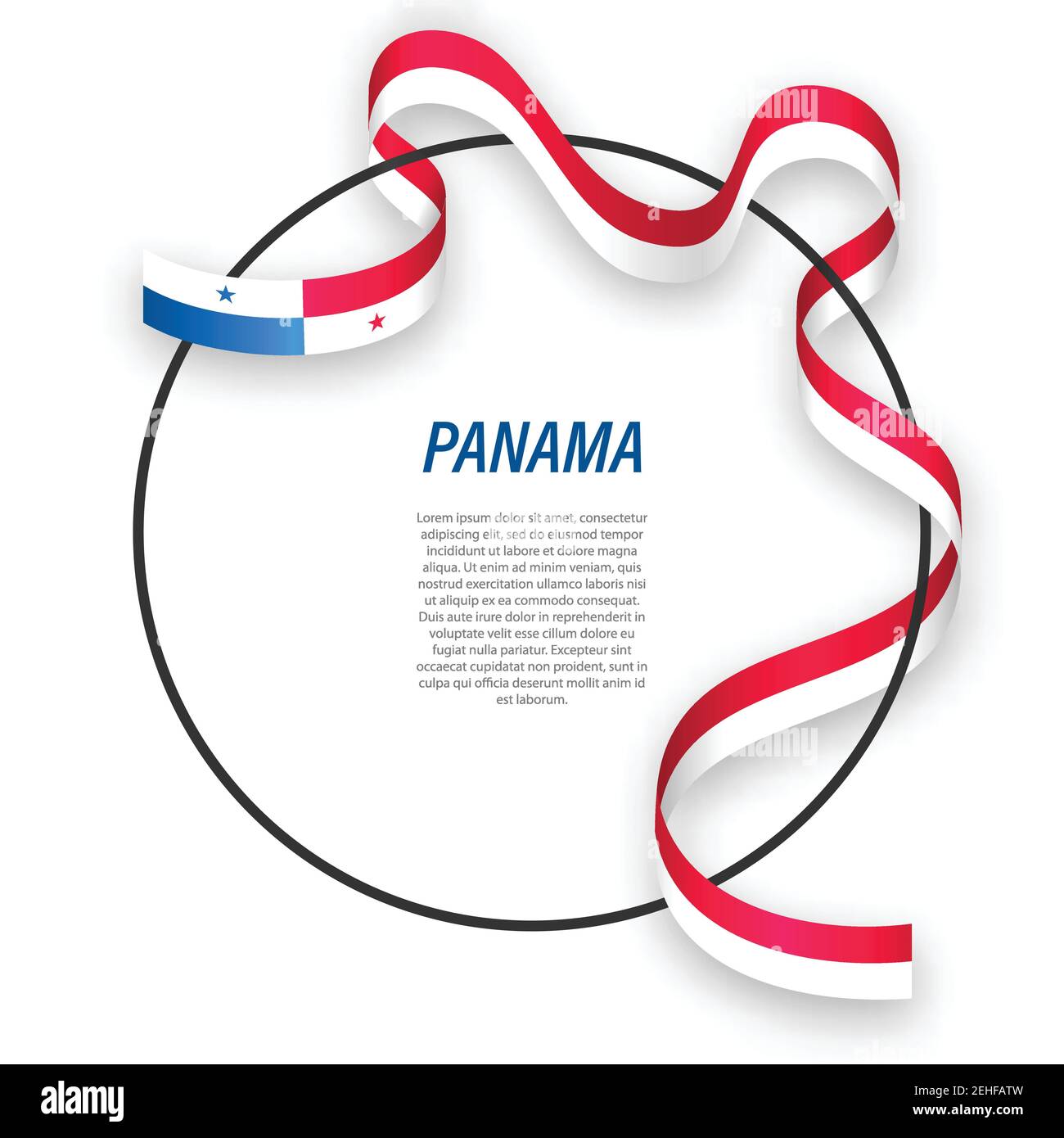 Waving ribbon flag of Panama on circle frame. Template for independence day poster design Stock ...