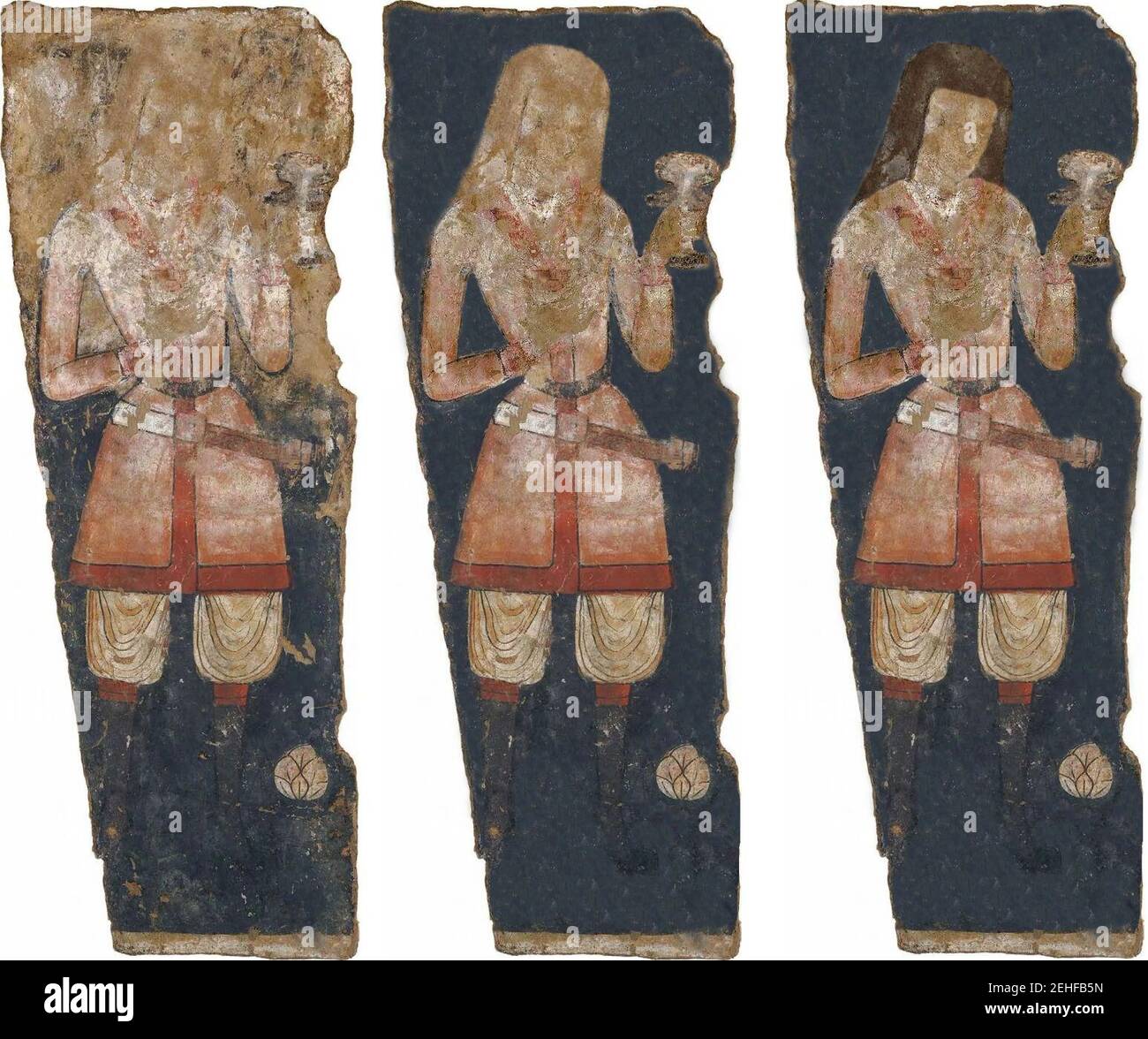 Painter of the Cave of the Statues, before and after retouching of the ...