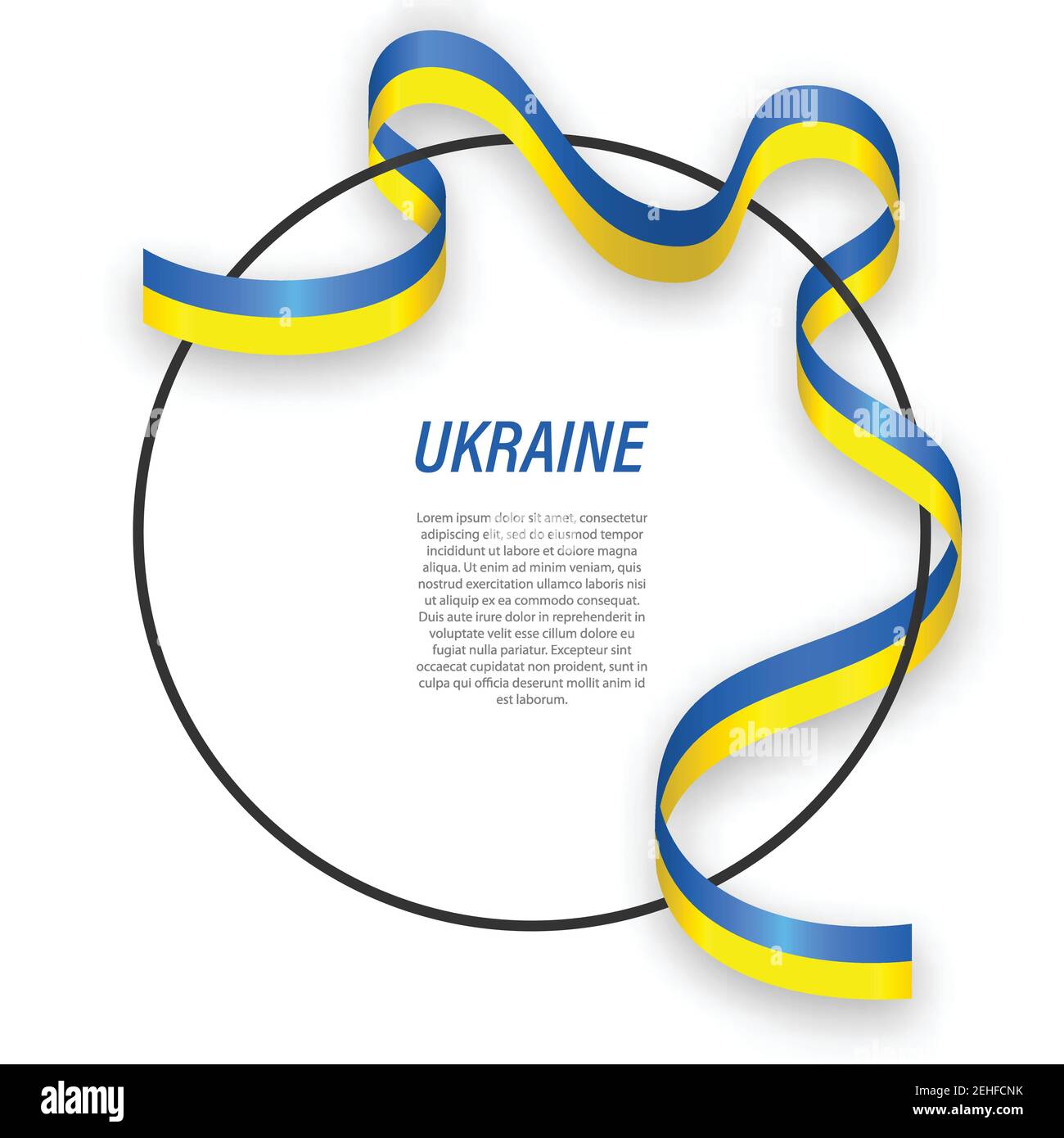 Waving ribbon flag of Ukraine on circle frame. Template for independence day poster design Stock ...