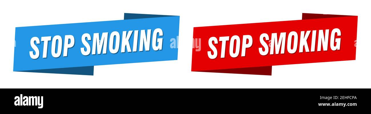 stop smoking ribbon label sign set. stop smoking banner Stock Vector ...