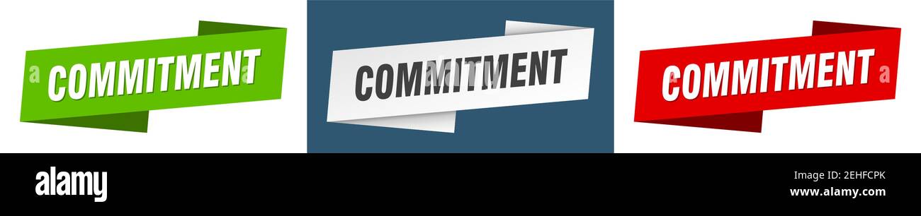 commitment ribbon label sign set. commitment banner Stock Vector Image ...