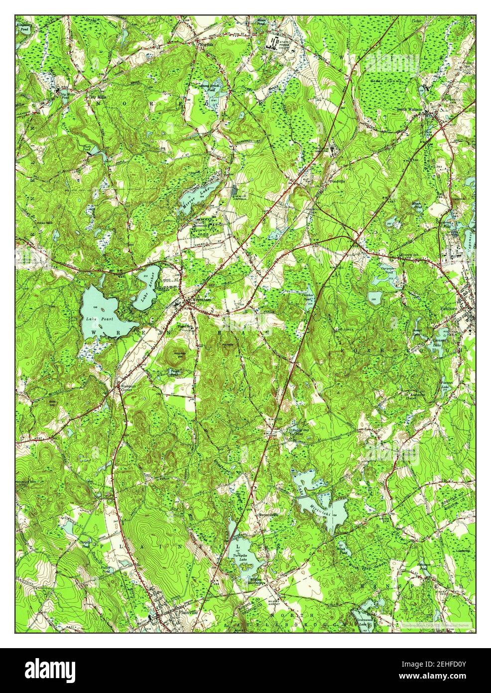 Wrentham, Massachusetts, map 1945, 1:24000, United States of America by ...