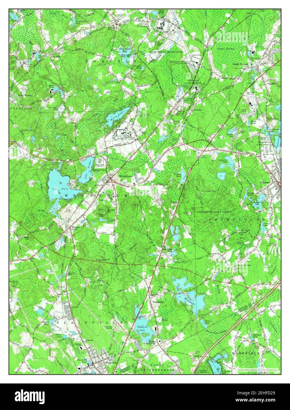 Wrentham, Massachusetts, map 1964, 1:24000, United States of America by ...