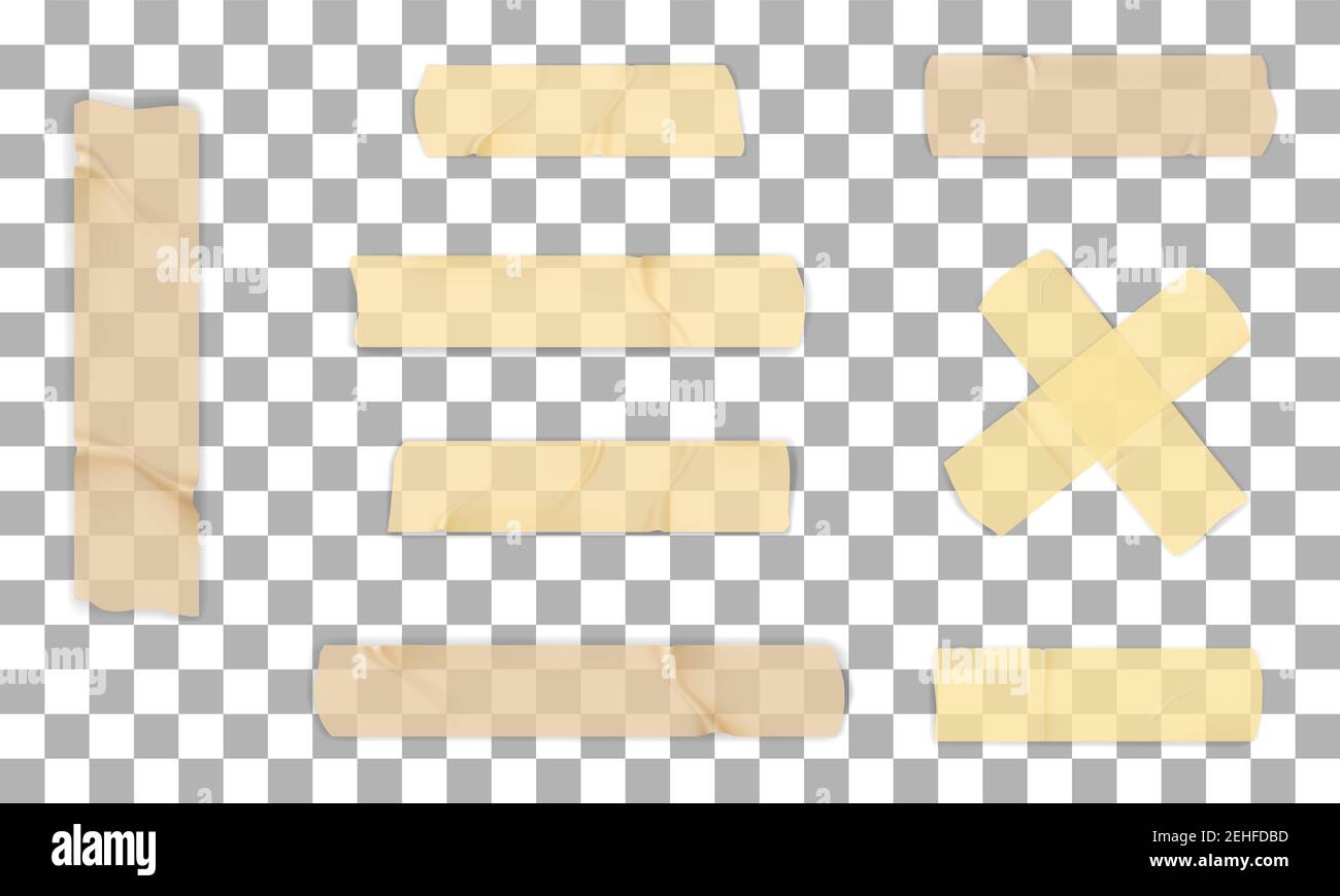 Adhesive or masking tape set isolated on transparent background. Vector ...