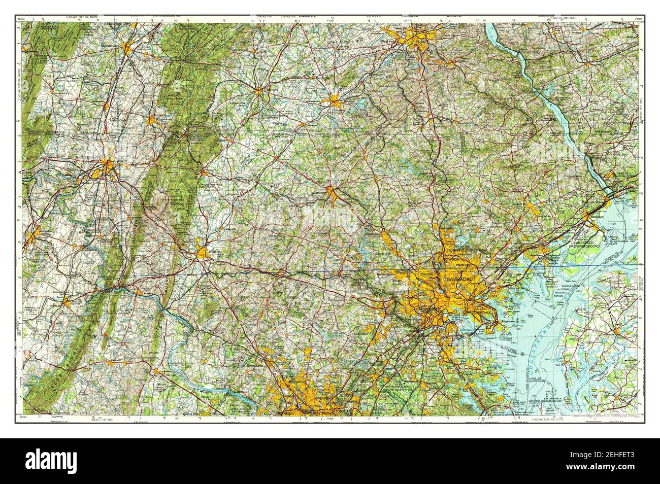 Baltimore, Maryland, map 1957, 1:250000, United States of America by ...