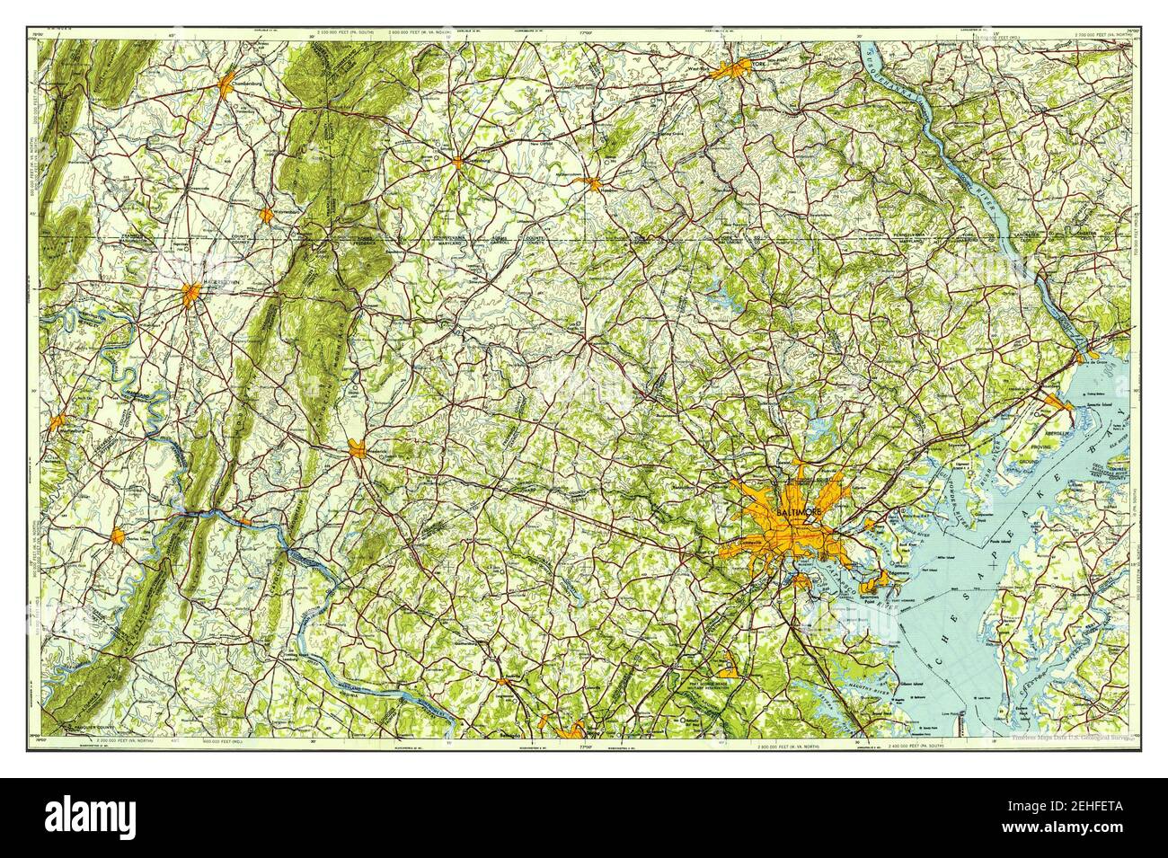 Baltimore, Maryland, map 1954, 1:250000, United States of America by ...
