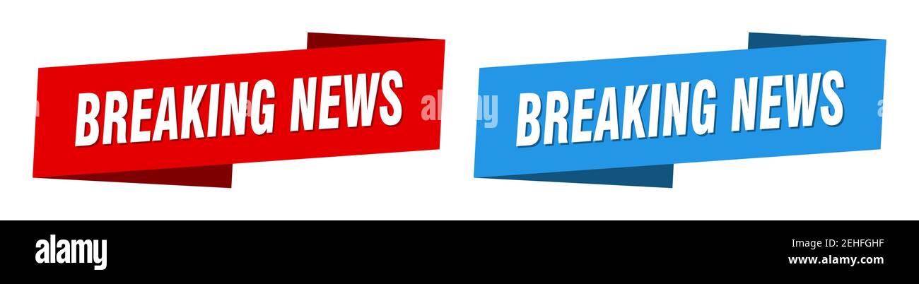 breaking news ribbon label sign set. breaking news banner Stock Vector ...