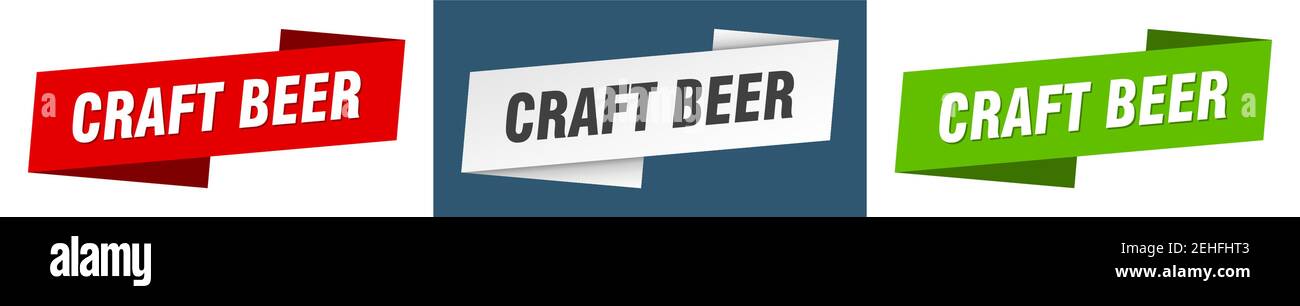 craft beer ribbon label sign set. craft beer banner Stock Vector Image ...
