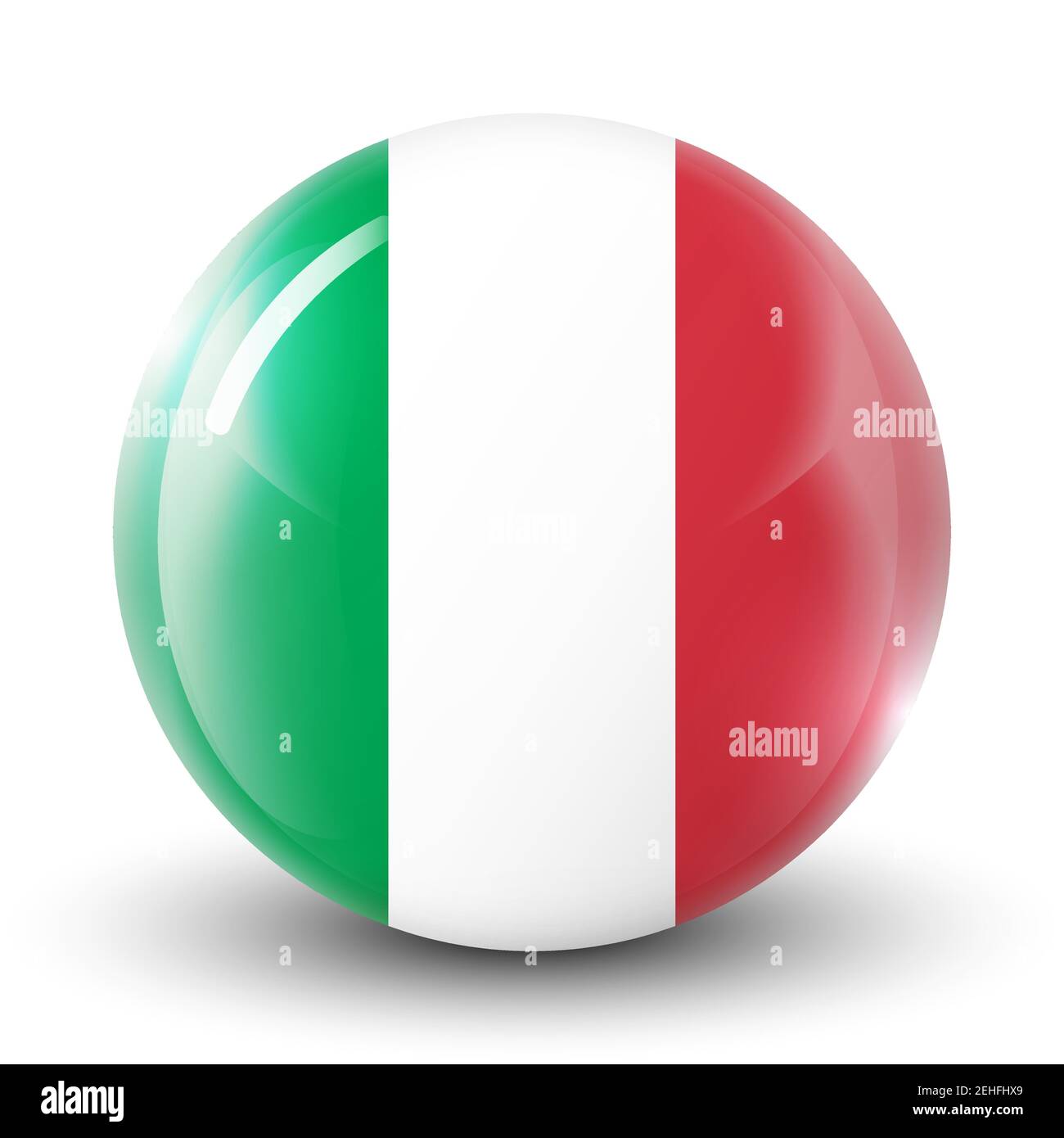 Glass light ball with flag of Italy. Round sphere, template icon ...