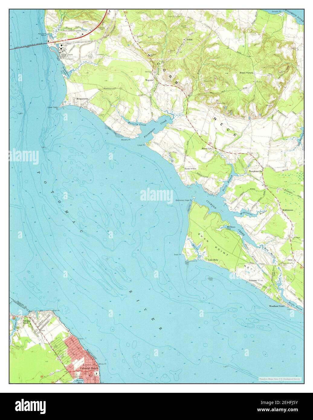 Colonial Beach North, Maryland, map 1968, 1:24000, United States of ...