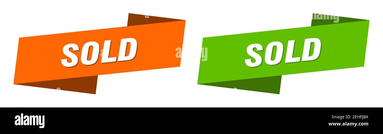 sold ribbon label sign set. sold banner Stock Vector Image & Art - Alamy