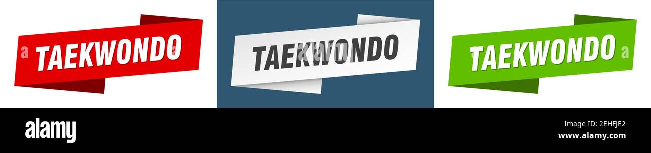 taekwondo ribbon label sign set. taekwondo banner Stock Vector Image ...