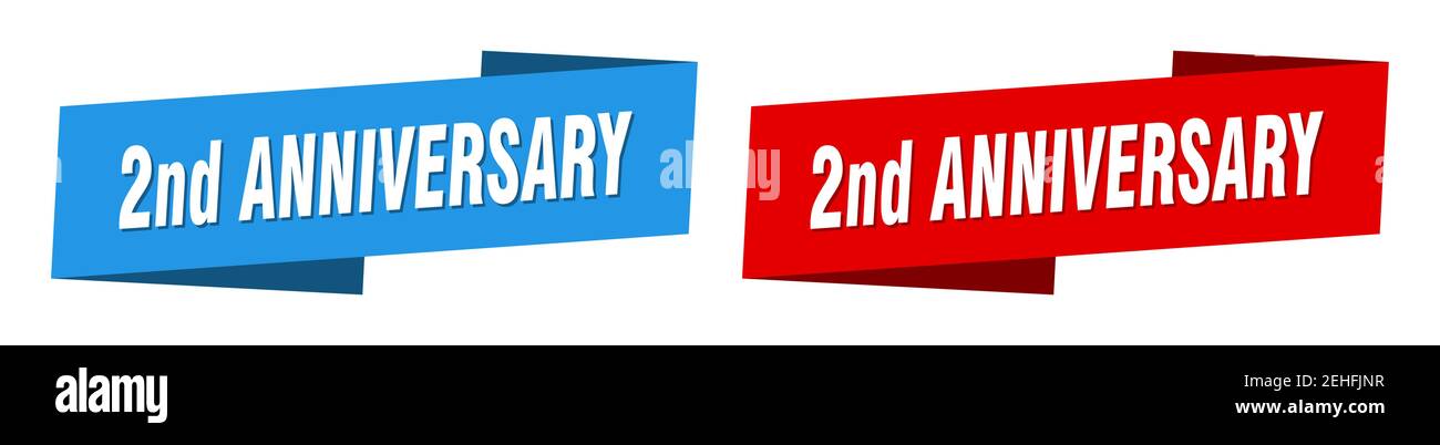 2nd anniversary ribbon label sign set. 2nd anniversary banner Stock ...