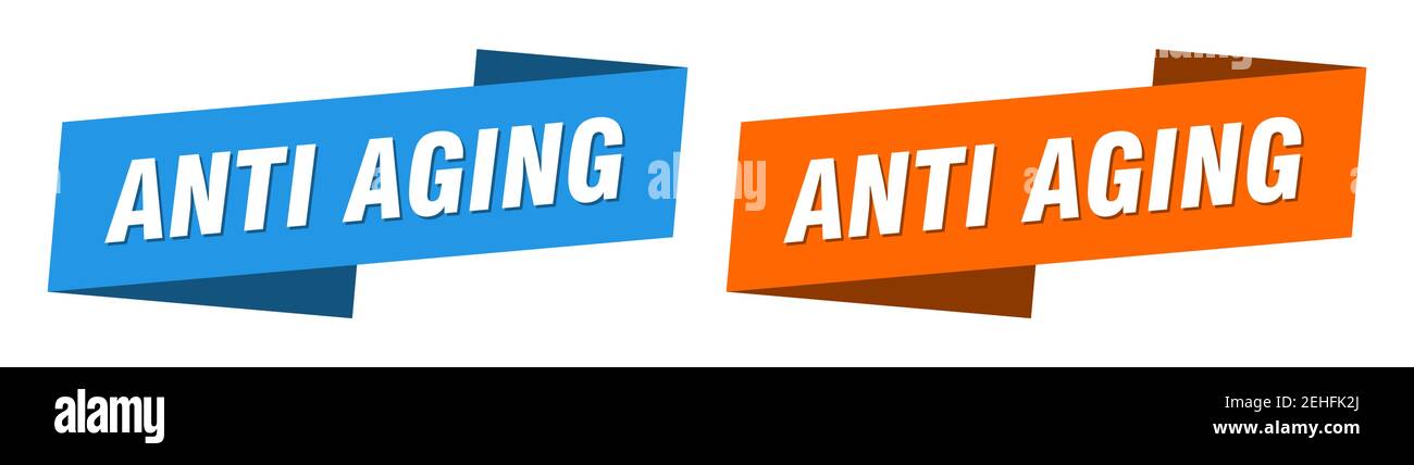 anti aging ribbon label sign set. anti aging banner Stock Vector Image ...