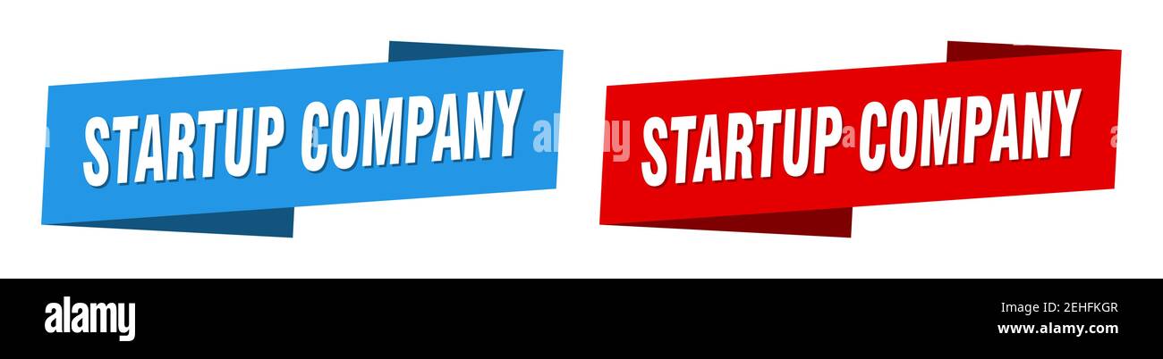 startup company ribbon label sign set. startup company banner Stock ...