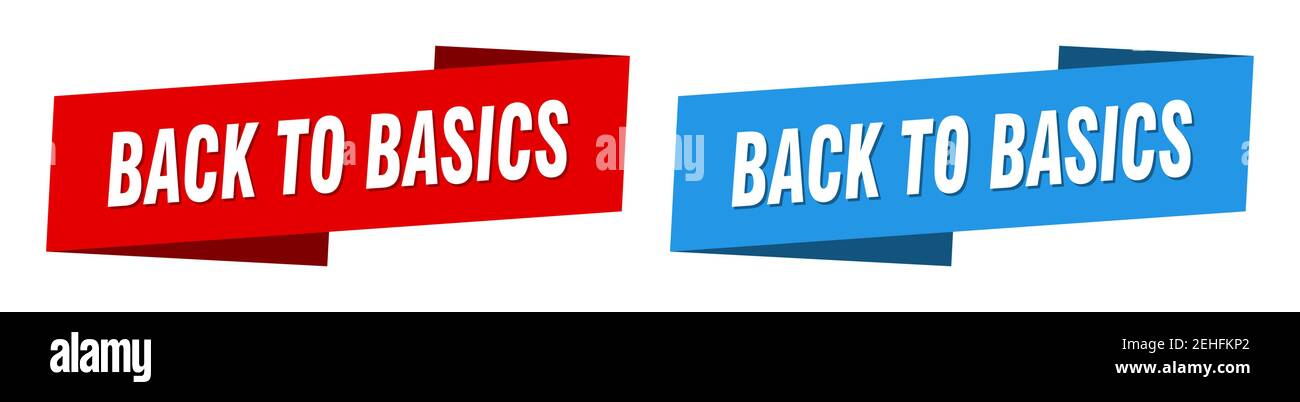 back to basics ribbon label sign set. back to basics banner Stock ...