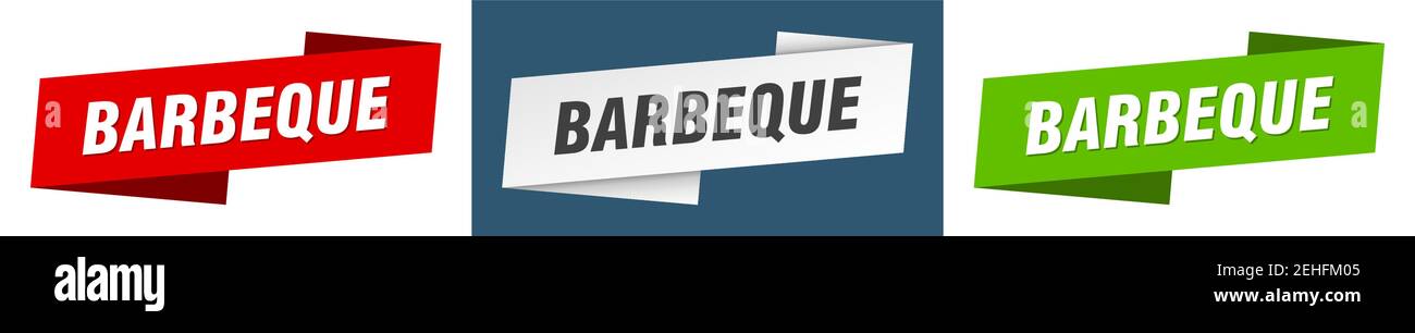 barbeque ribbon label sign set. barbeque banner Stock Vector Image ...
