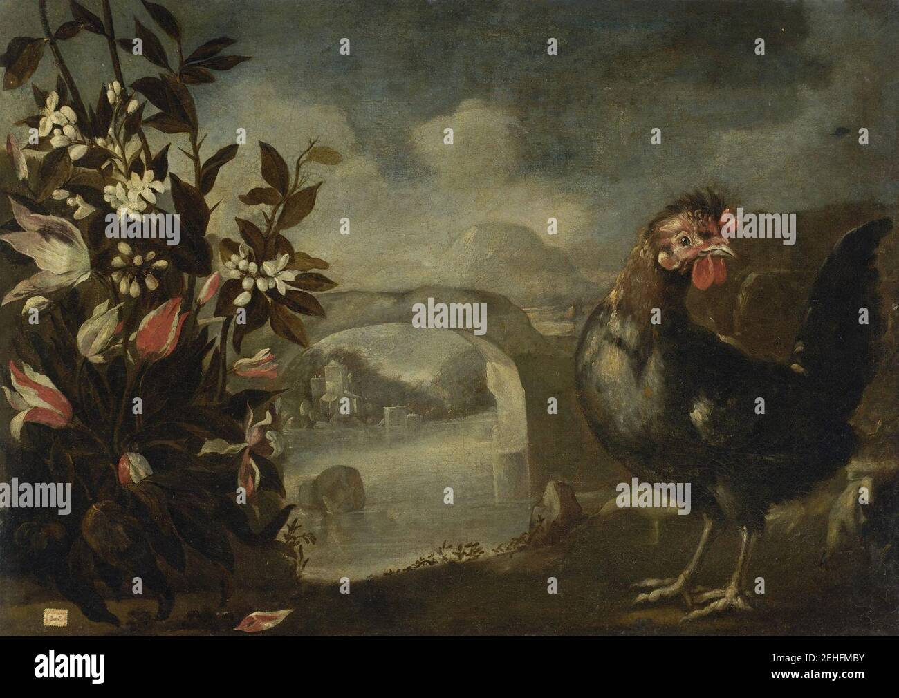 Paisaje con un gallo - Félix Lorente Stock Photo - Alamy