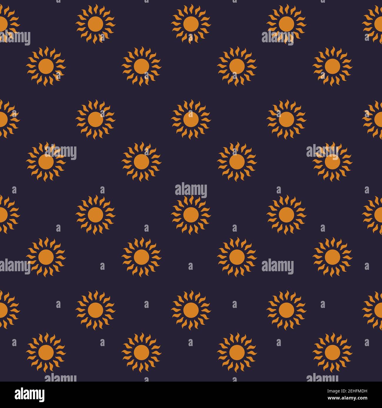 Magic golden sun seamless pattern on dark purple background. Vector ...
