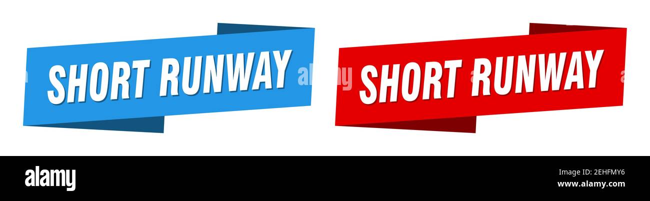 short runway ribbon label sign set. short runway banner Stock Vector ...