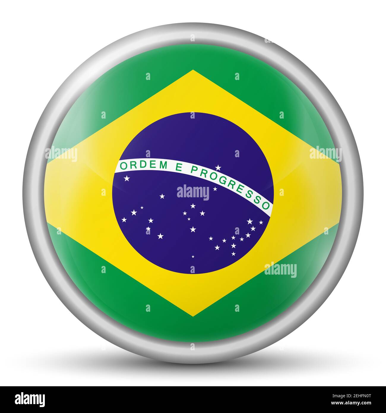 Glass light ball with flag of Brazil. Round sphere, template icon ...